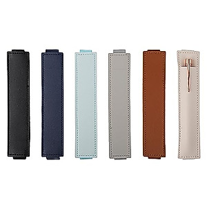 KINBOM 6pcs Elastic Band Pen Holder, PU Leather Pen Sleeve Pouch Journal Pencil Holder Adjustable Elastic Band Pen Holder for Notebook, Planners, Binders and Books (6 Colors)