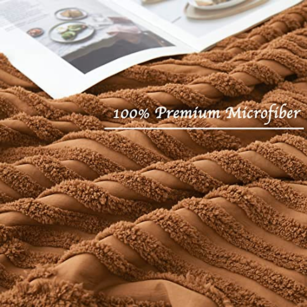 BEDAZZLED 5 Pieces King Duvet Cover Set, Boho Bedding Sets for Modern Home, Tufted and Super Soft Comforter Covers, Pumpkin