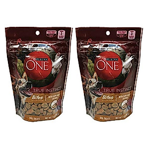 Purina One True Instinct Bites Dog Treats Bundle of 2 Pouches, 7 oz Each