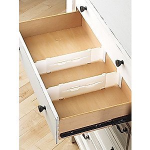 YBM Home Adjustable Drawer Dividers/Organizers for Bedroom, Bathroom, Dresser, Kitchen, and Office Drawers, Spring-Loaded Expandable Drawer Organizers Lock in Place (Set of 2), 2179b
