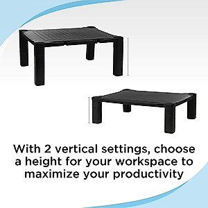Halter Ergonomic Design Desk Monitor Stand with Adjustable Feet, Black, 1 Pack