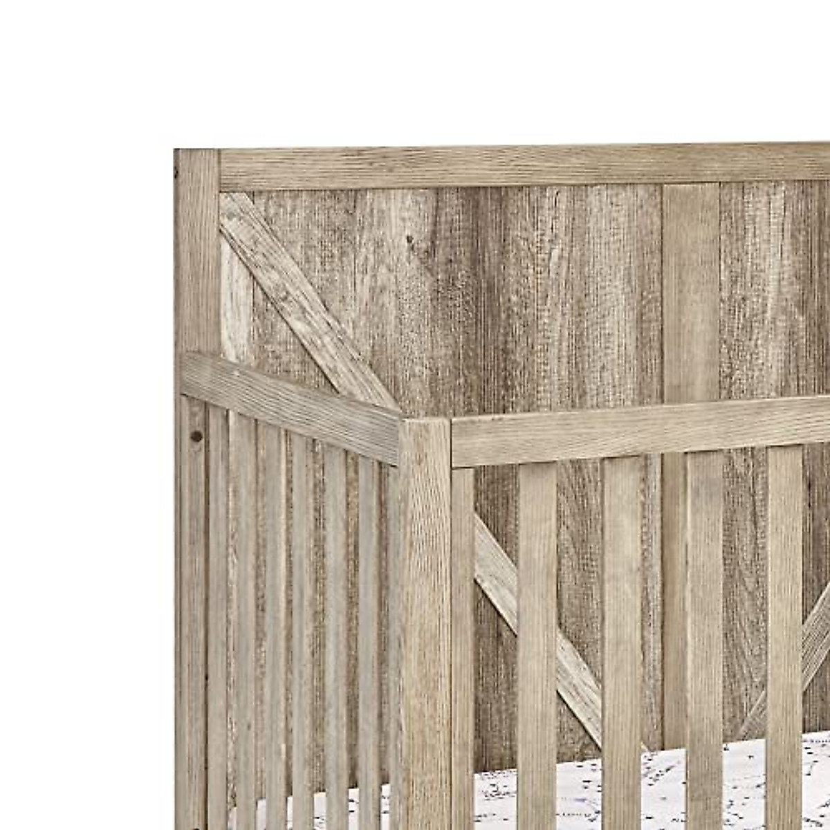 Pvillez Convertible Crib, 4-in-1 Convertible Crib, Farmhouse Style Baby Crib Converts to Toddler Bed, Daybed and Full Size Bed, Easy Assembly (Vintage Chestnut)