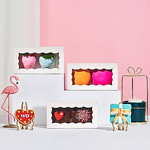 JCXPACK 50PCS 4.17 x 2.16 x 1.37 Inches White Macaron Gift Boxes for 2, Chocolate Covered Ores Boxes, Macaron Packaging for Wedding, Party, Thank You Favors