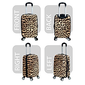 Rockland Safari Hardside Spinner Wheel Luggage, Leopard, 3-Piece Set (20/24/28)