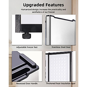 Geekman Upright Freezer, 3.2 Cu.ft Mini Freezer with Removable Shelves, 3-Level Adjustable Thermostat, Perfect for Home, Dorm, Office, Garage, Silver Color