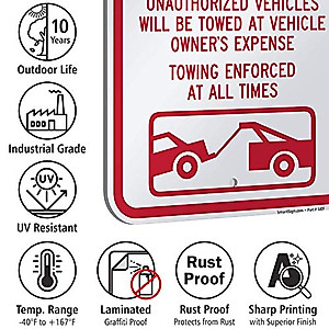 SmartSign "Warning - Permit Parking Only, Towing Enforced" Sign | 12" x 18" Aluminum