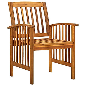 QZZCED Outdoor Club Chair Dining Side Chair Patio Set Patio Dining Chairs 3 pcs with Cushions Solid Acacia Woodfor Lawn Backyard & Garden All-Weather Resistant