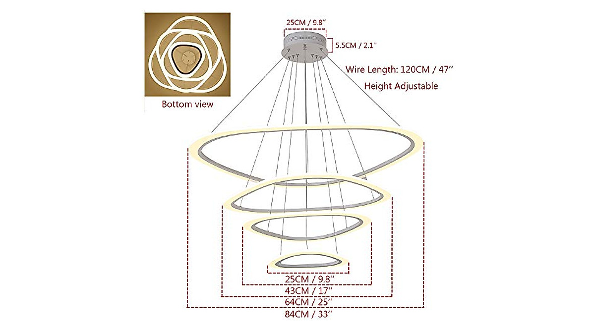 Ziplighting Modern LED Chandelier Pendant Light | Adjustable & Dimable