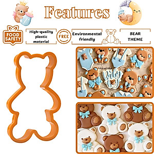 Teddy Bear Cookie Cutter Set - 4 Pieces Teddy Bears Plastic Biscuit Cutter for Kitchen Baking