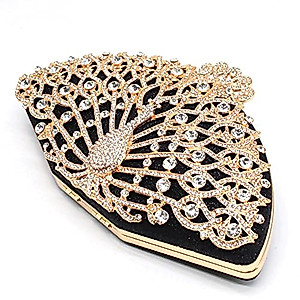 ZLXDP Women Evening Bag Golden Metal Crystal Evening Bag Clutch Handbag Ladies Wedding Bridal Party Bag
