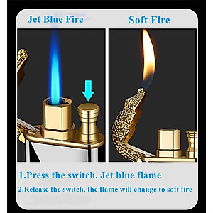 Butane Torch Lighter - Double Flame Lighter, Windproof Solar Beam Torch, Refillable Adjustable Jet Flame Torch Lighters for Candle Camping BBQ Kitchen, Men Gift Not Included Butane Gas (Black)