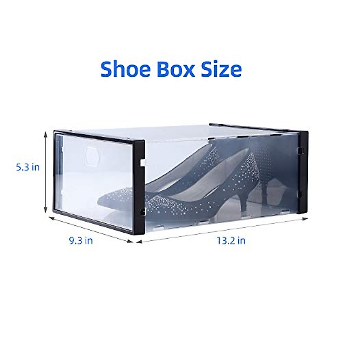 XZLGUJI 1 Pack Shoe Storage Box-Multi-function Storage Bins,Clear Plastic Stackable Shoe Organizer for Closet,Drop Front Shoe Box. (black (1 Pack))