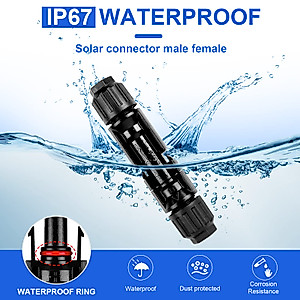 Karidge Solar Cable Connector-Crimping Tool Kit,20 Pairs Male/Female Solar Panel Connectors, 1 Crimper Pliers,2pcs Spanner Wrench,40pcs Solar Panel Wiring Kits