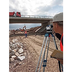 BOSCH Optical Level Kit with 32x Magnification Power Lens, Tripod and Rod GOL 32CK, Grey