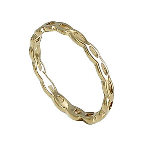 LES POULETTES JEWELS - Gold Plated Ring Almond Pierced - Size 9.5