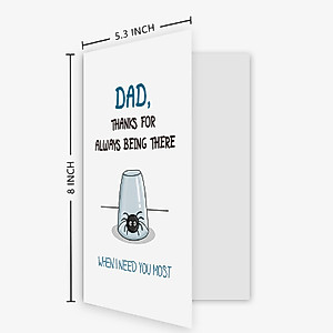 Ogeby Funny Father’s Day Card for Dad, Cute Spider Birthday Card from Daughter Son, Dad Thanks for Always Being There