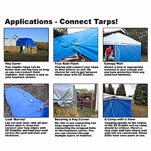 EZ Grabbit Tarp Tie Down (12-Pack) (Yellow) - Welcome to A New Standard! - Tarp Clip Clamp Holder Tie-Off Cinch Fastener accessory for Wall Tent Boat Pool Cover Canopy Hay Cargo Camping Storage Canvas