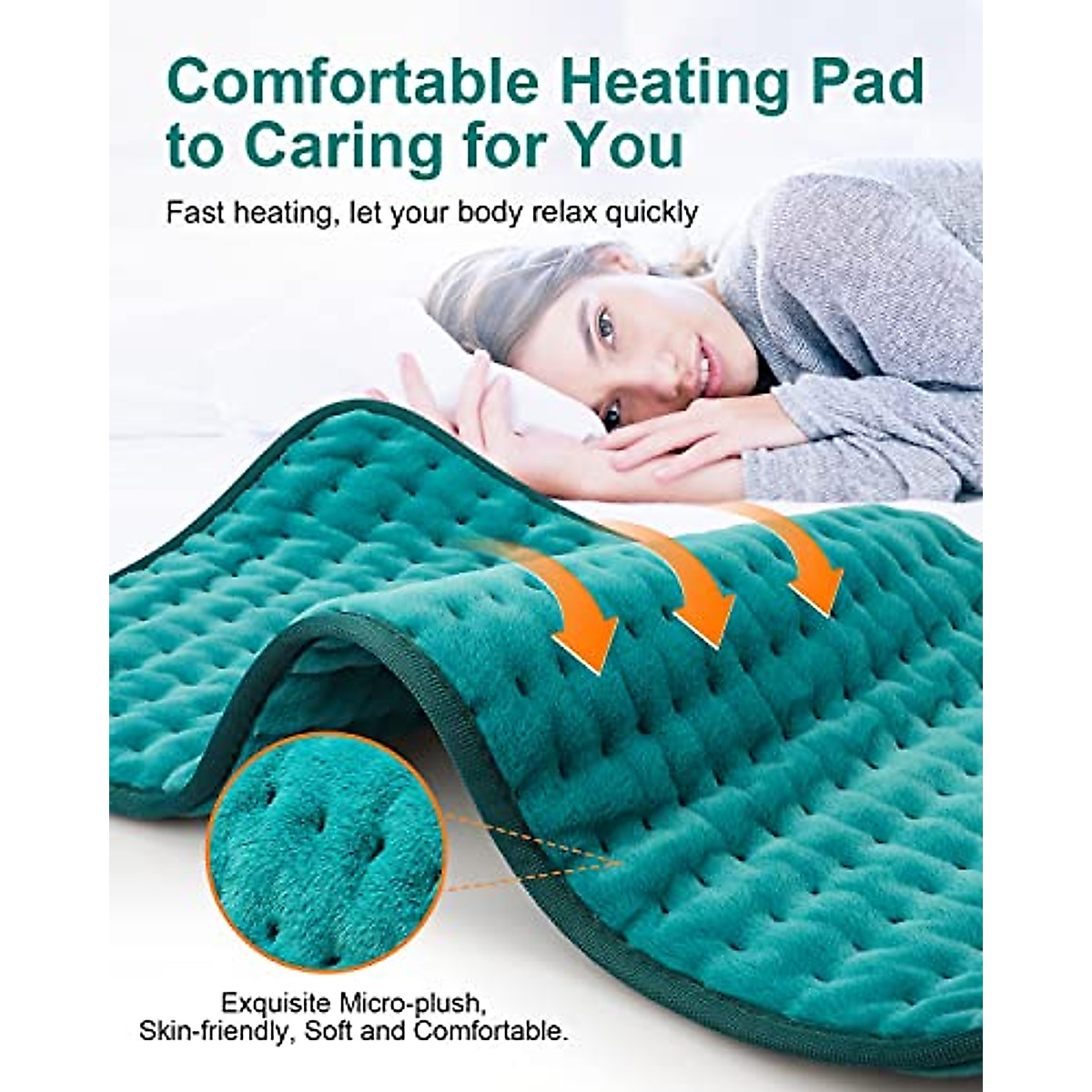 Heating Pad for Back Pain Relief with 6 Heat Settings, 4 Auto-Off, Gifts for Women Mom Men Dad, Electric Heating Pads for Cramps/Abdomen/Waist/Shoulder, Moist Dry Heat Options, 12" x 24"