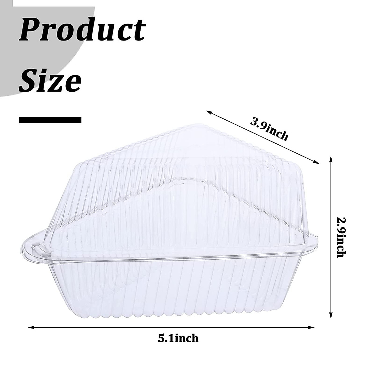 200 Pcs Transparent Cake Slice Containers with Lids Clear Plastic Trays with Hinged Lid Clear Medium Hinged Lid Cheesecake Container Disposable to Go Box Food Containers for Store Your Food