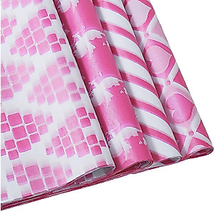 Bolsome 100 Sheets Valentines Day Tissue Paper, Hot Pink Love Heart Rose Red Stripe Cupid Arrow Tissue Paper for Valentine Gift Wrapping, Wedding Birthday Party DIY Art Craft Decoration, 14x20 inch