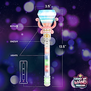 IPIDIPI TOYS Light Up Spinning Diamond Wand, Rotating Magic Princess Toy, Sensory Pretend Play for Kids Girls and Boys, Christmas Stocking Stuffers