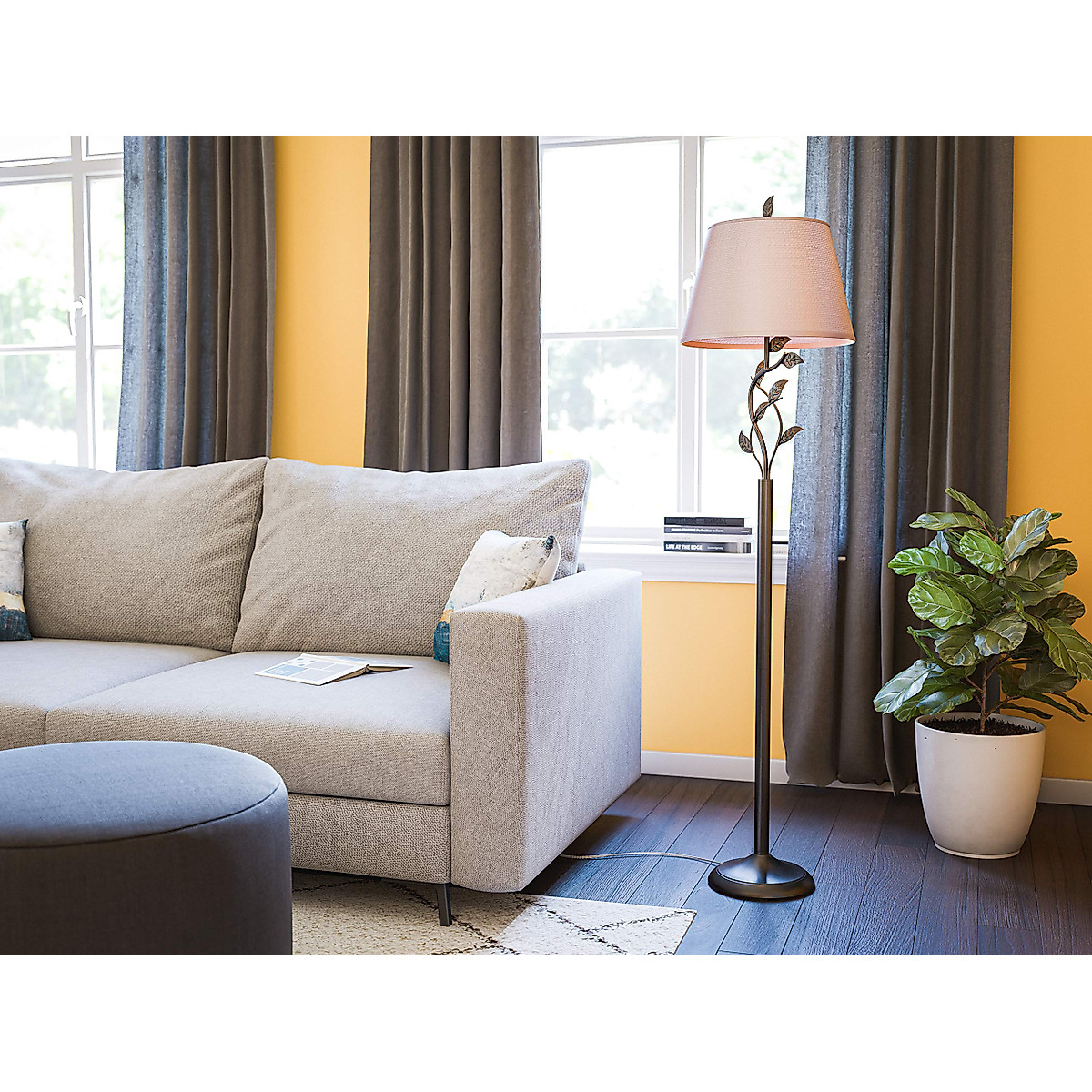 Kenroy Home 32240ORB Ashlen Floor Lamp with Oil Rubbed Bronze Finish, Rustic Style, 58.75" Height, 15" Width, 15" Depth