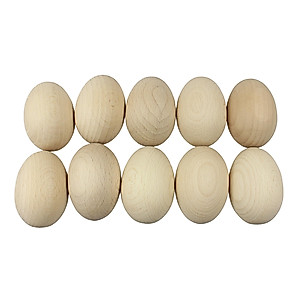 efo Wooden Eggs for Arts and Crafts or Easter Decorations - Easter Gift Idea - Great for Easter Basket Egg Hunt or Home Decor - Unpainted Eggs Set of 10