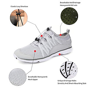 Summer Outdoor Water Shoes Beach Swim Aqua Water Shoes Socks for Women Men Surf Yoga Beach Walking Grey/White 44 EU