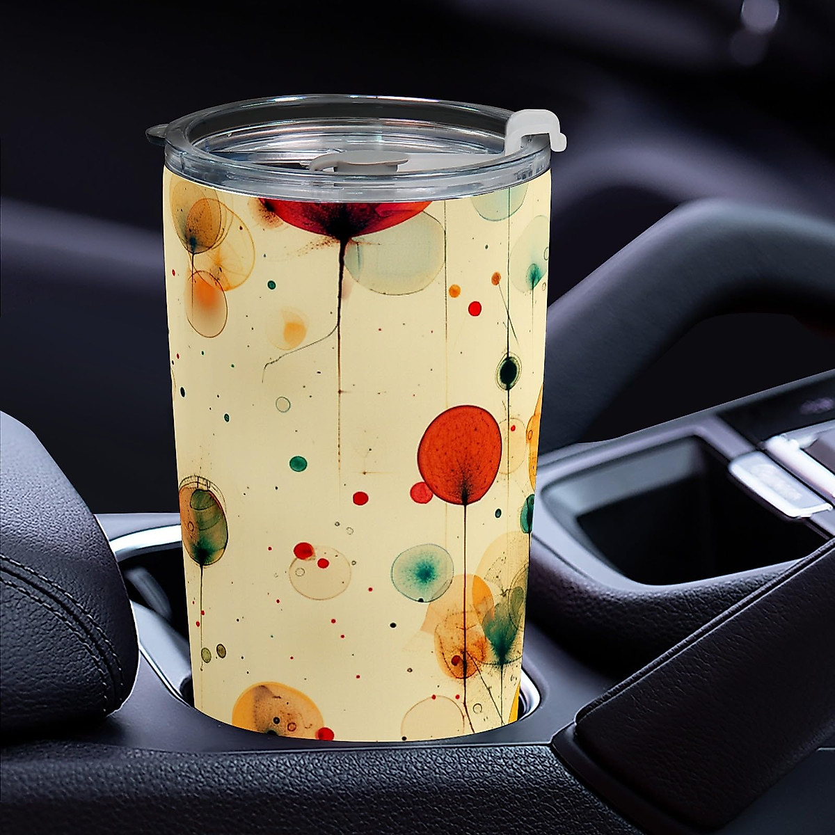 QWEUIOP 20oz Insulated Travel Coffee Mug Vintage Hand Drawn Polka Dots Stainless Steel Tumbler with Lid Double Wall Vacuum Coffee Cup For Hot and Cold Drinks14265