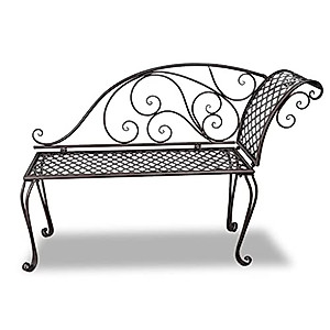 vidaXL Patio Chaise Lounge - Antique Brown Iron Scroll-Patterned Outdoor Furniture for Garden, Ergonomic Design for Comfort