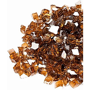 GASPRO 30 LB Fire Glass High Luster, 1/2inch Reflective Tempered Fire Glass in Cosmic Copper for Propane or Natural Gas Fire Pit or Fireplace