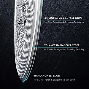 KYOKU Paring Knife - 3.5" - Shogun Series - Japanese VG10 Steel Core Damascus Blade - with Sheath & Case
