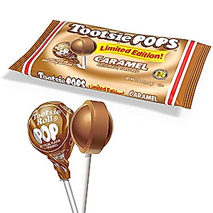 Tootsie Pops Limited Edition Individually Wrapped Single Flavor Lollipops with Tootsie Roll Center, Caramel, 12.6 Ounce