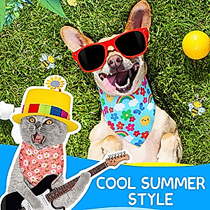 30 Pack Spring Summer Flower Dog Bandanas Bulk Soft Triangle Dog Scarfs Polyester Bandana PET Costume Cute Triangle Scarf Bibs with Flowers Patterns for Small Medium Large Pets