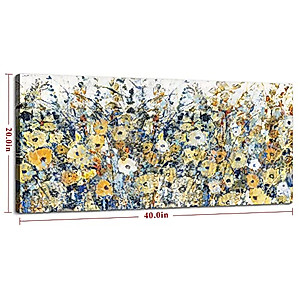 Yuegit Contemporary Flowers Canvas Wall Art : Paintings for Wall Decorations Abstract Wall Art Wall Paintings for Living Room Home Office Ready to Hang 20X40Inch
