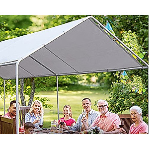 10'X20' Upgraded Heavy Duty Carport Canopy for Car, Outdoor Garage Boat Shelter w/6 Steel Legs and 3 Reinforced Steel Cables, Waterproof Tear-Proof and Anti-UV Panels Sunshine for Party, Wedding