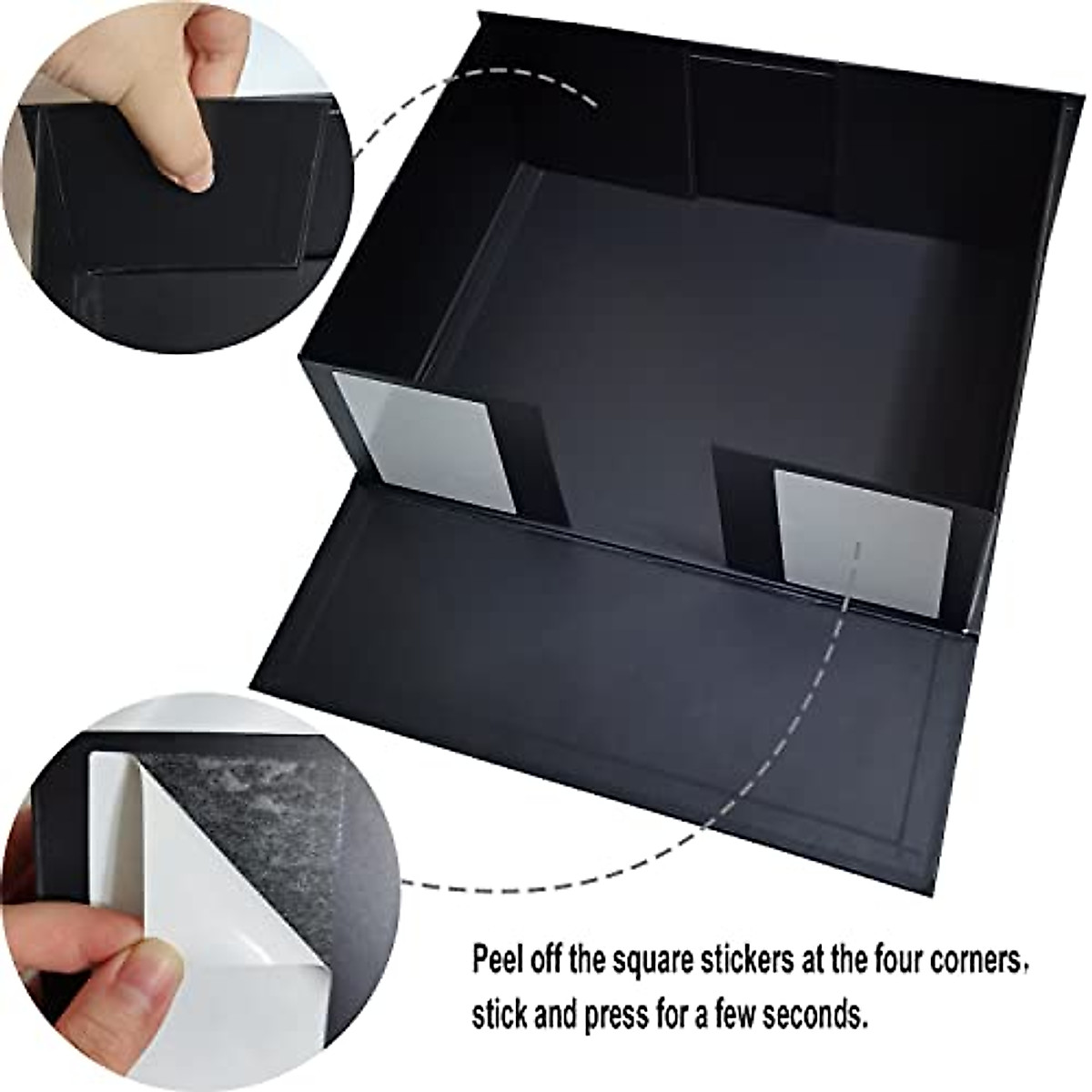 MYGOGOART Large Black Gift Box 11.2x8.2x4.2 Inches with Lid, Ribbon Bow, Shredded Raffia Paper Fill, Greeting Card and Envelope for Wedding Birthday Valentines Bridal Gifts (1 pack, Black)