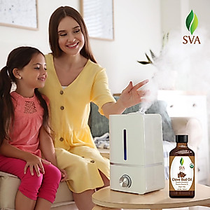 SVA Clove Bud Essential Oil Organic – 4 Fl Oz – 100% Natural Organic Clove Oil - for Diffuser, Hair Care, Face, Skin Care, Aromatherapy, Scalp and Body Massage, Soap and Candle Making - with Dropper