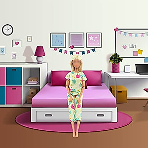 BARWA 4 Sets Doll Pajamas Party Clothes Sleepwear Casual Bedtime Suit with Eye Masks for 11.5 inch Girls Doll…