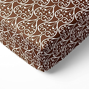 Bacati - Damask Brown/White Crib Fitted Sheet