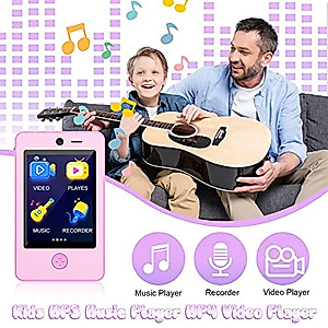 Kids Phone for Girls, Touch Screen Kids Cell Phone with 2 Camera Games Alarm Clock MP3 Music Player, Phones for Kids Christmas Birthday Gifts Toddler Learning Toys for Children Ages 3 4 5 6 7 8