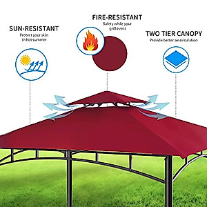 FAB BASED 5x8 Grill Gazebo Canopy for Patio, Outdoor BBQ Gazebo with Shelves, Barbeque Grill Canopy (Red)