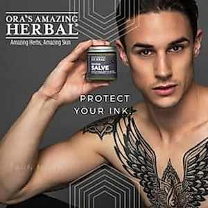 Tattoo Salve, Tattoo Aftercare, Tattoo Balm, Tattoo Healing Ointment, Tattoo Cream, Tattoo Moisturizer, Made in The USA with Organic Ingredients, Plastic Free Tattoo Care, Ora's Amazing Herbal