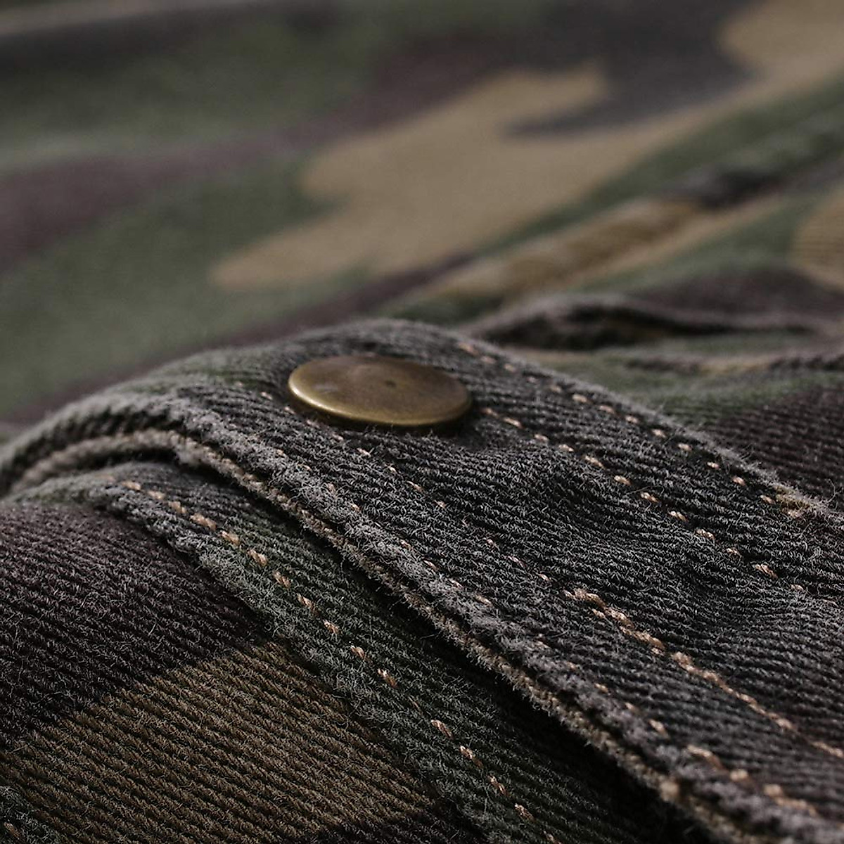 chouyatou Men's Military Style Short/Long Sleeve Camo Printed Button Down Shirt (Large, Green Short)