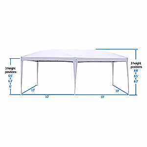 Outvita 10x20ft Pop Up Canopy with 6 SideWalls, Ez Pop Up Portable Instant Canopy Tent for Outdoor Events, Party, Wedding, Birthday,Graduation (White)