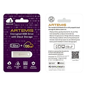 Amaryllo Artemis 2-in-1 100GB Cloud Storage + 32GB USB 2.0 Flash Drive with Auto Backup (USB Stick, Thumb Drive, Memory Stick)…