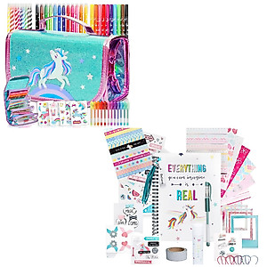 Amitié Lane Unicorn Craft Stationery Set - Scented Markers Set And DIY Journal Scrapbook Kit - Easy DIY Kids Arts and Crafts Kits - Girls Toys and Birthday Gifts for Kids Age 4-12