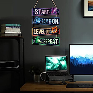 KAIRNE Video Gamer Room Sign,Gaming room Decor For Boys Room set of 4(12x4inch) Gamer Room Accessories,Inspirational Fashion Gaming Posters Door Sign for Teenage Boy Man Cave Gaming Room Decor