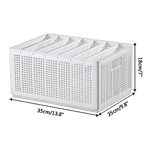 OMSORG Clothes Organizer for Folded Clothes, Plastic Storage Basket with Removable Partitions, Stackable Wardrobe Clothes Organizer Closet Storage Bins, for Bedroom Bathroom Home Organization (Large Rectangular X 4)