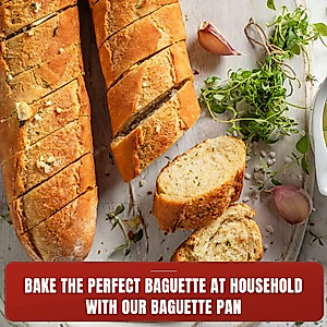 KITESSENSU Nonstick Baguette Pans for French Bread Baking, Perforated 2 Loaves Baguettes Bakery Tray, 15" x 6.3", Silver
